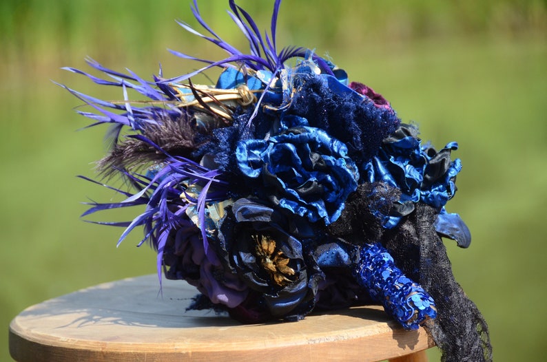 GOTHIC HANDMADE BOUQUET Celestial Wedding Bouquet Blue | Etsy