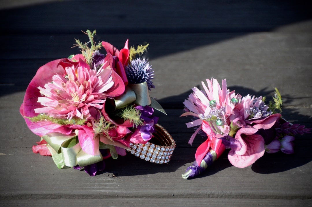 CORSAGE & BOUTONNIERE | Hot Pink, Mauve, Green, Blue and Purple ...