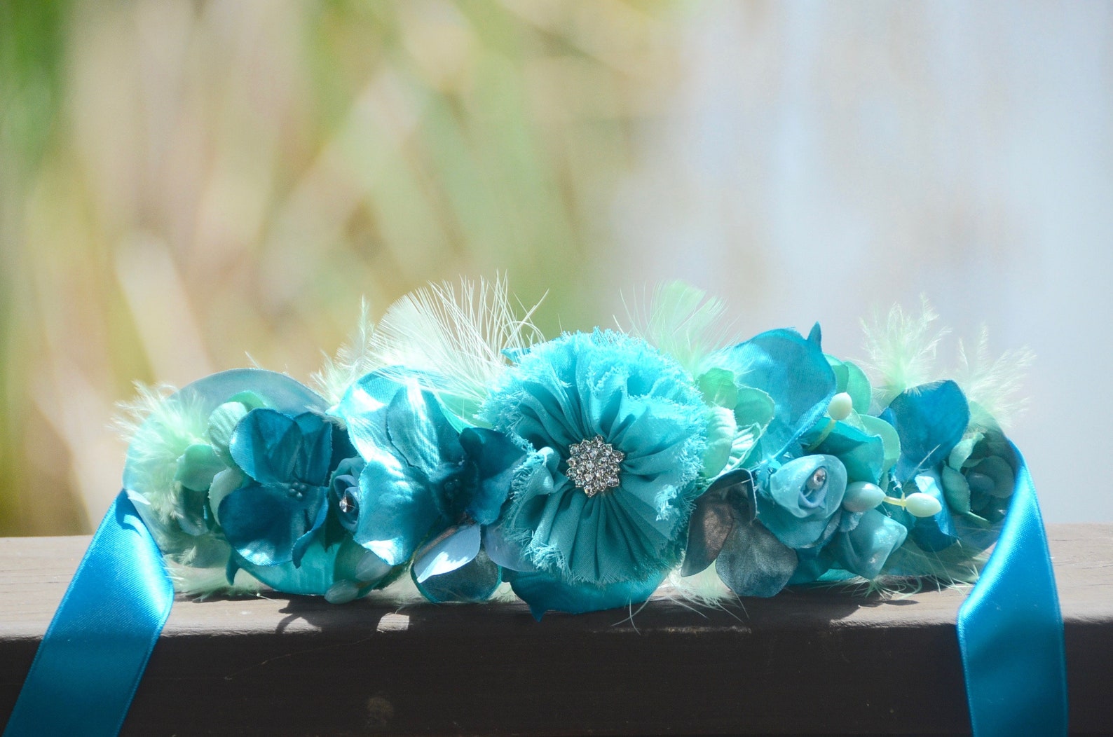 TEAL FLOWER CROWN Silk Flower Crown Turquoise Teal Peacock | Etsy