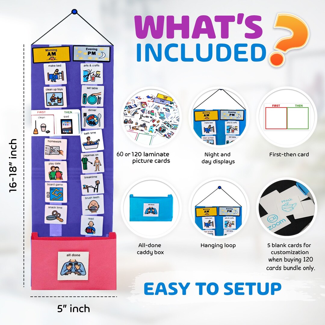 Purple Daily Visual Schedule Calendar - up to 125 Color Cards -chores ...
