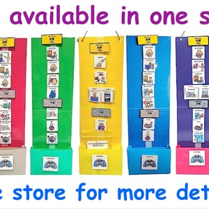 Blue Daily Visual Schedule Calendar - up to 125 Color Cards -chores ...