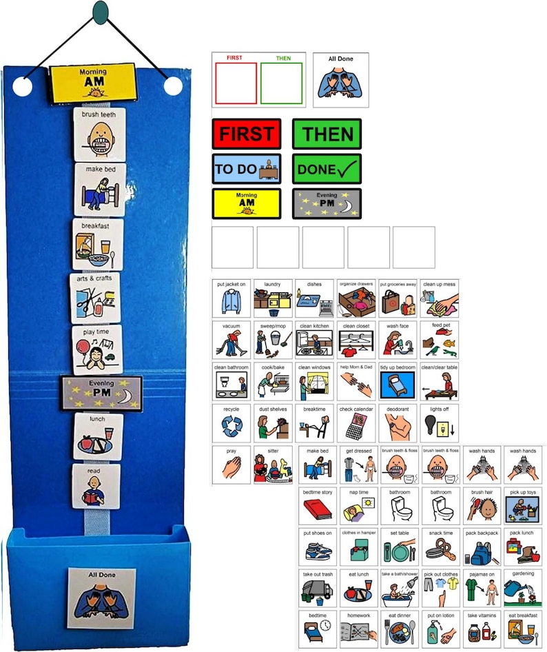 Visual Schedule & Chore Reward Chart Daily Planner With Picture Cards ...