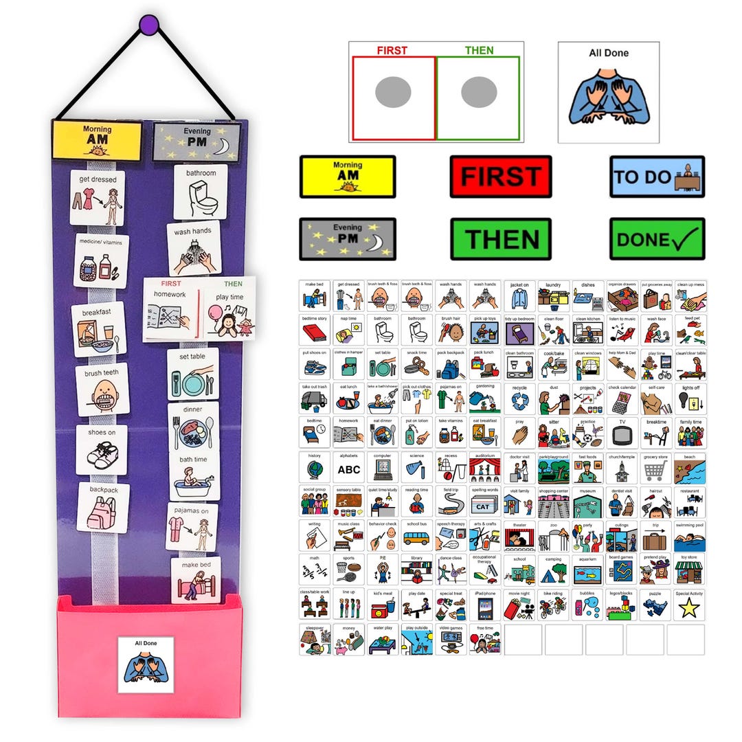 Purple Visual Schedule Calendar – Home, School, & Outing Activity Cards ...