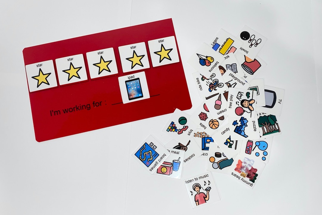 Token Board System Reward Chart With 25 Colorful Reinforcement Cards ...