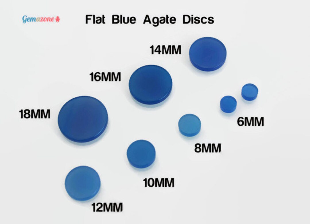 12MM Flat Natural Blue Agate Discs / Round Loose Agate Disc / Flat Blue ...