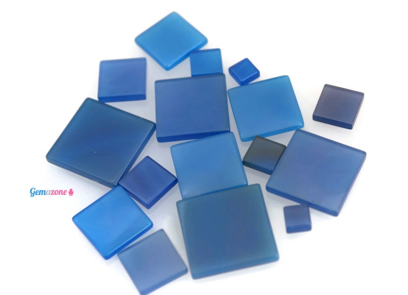 10MM Square Flat Natural blue Agate Discs / Loose Cube | Etsy