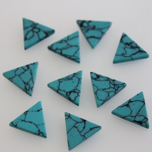12X12MM Triangle Flat Turquoise With Black Lines, Flat Undrilled Blue ...