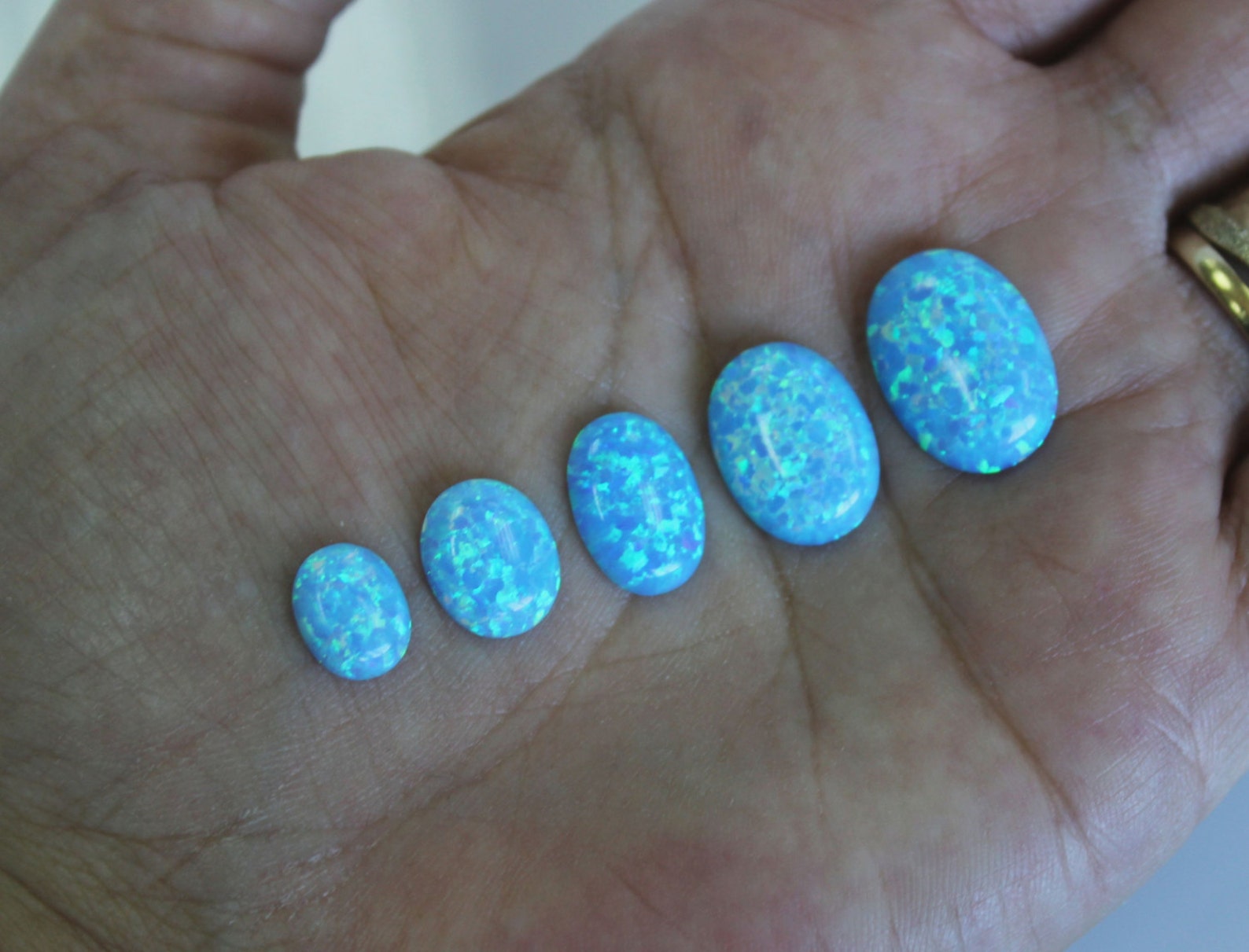 12X10MM Oval Opal Cabochons / Flat Back Cabs / Blue or White | Etsy