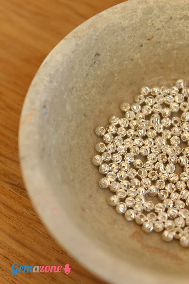 3mm Sterling Silver Bead / Diamond Cut Beads / Spacer Beads / - Etsy