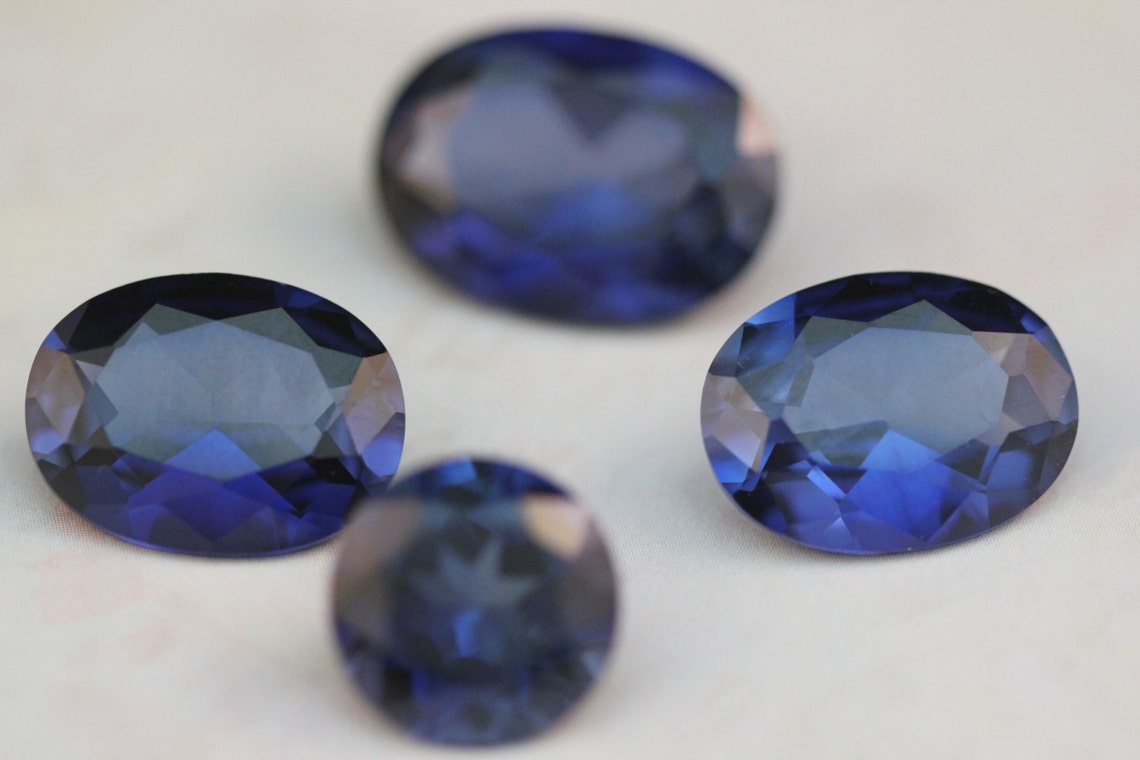 Blue Sapphire Corundum 20X15MM Loose Faceted Oval Large Diamond Cut ...