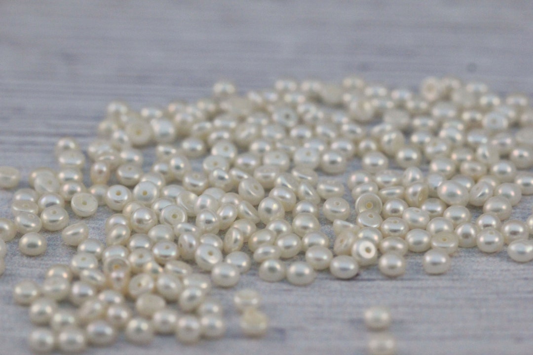 2-2.5mm Tiny White Freshwater Pearl Loose Button Cabochon, No Hole ...