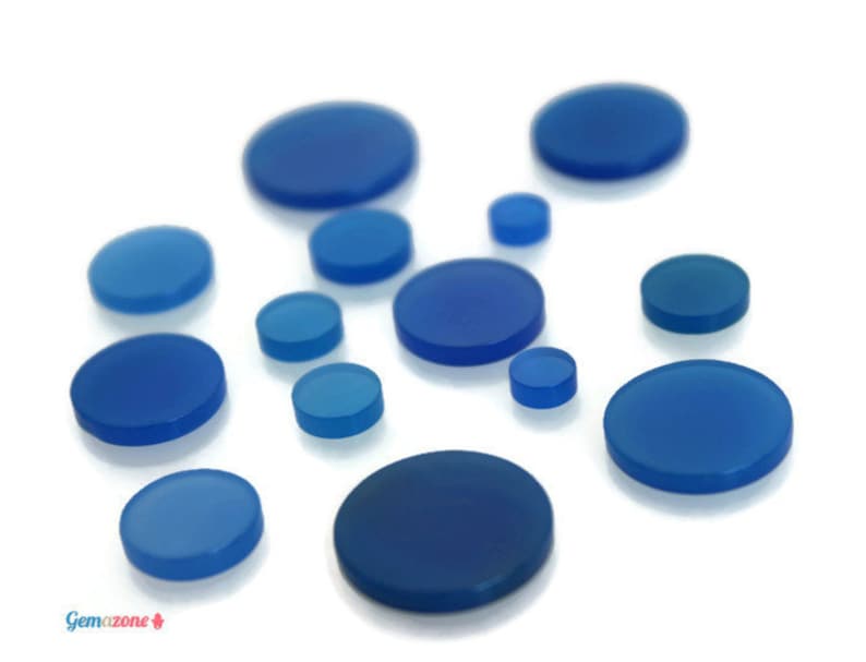 12MM Flat Natural Blue Agate Discs / Round Loose Agate Disc / Flat Blue ...