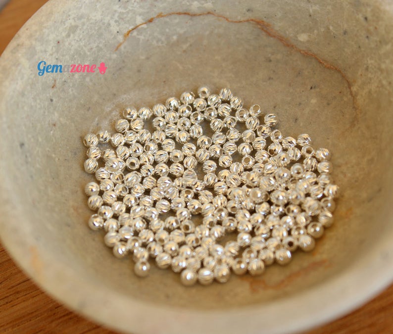 3mm Sterling Silver Bead / Diamond Cut Beads / Spacer Beads / - Etsy