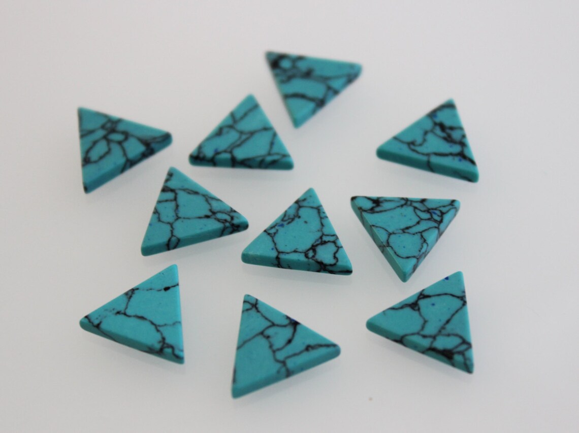 15X15MM Triangle Flat Turquoise With Black Lines Flat - Etsy
