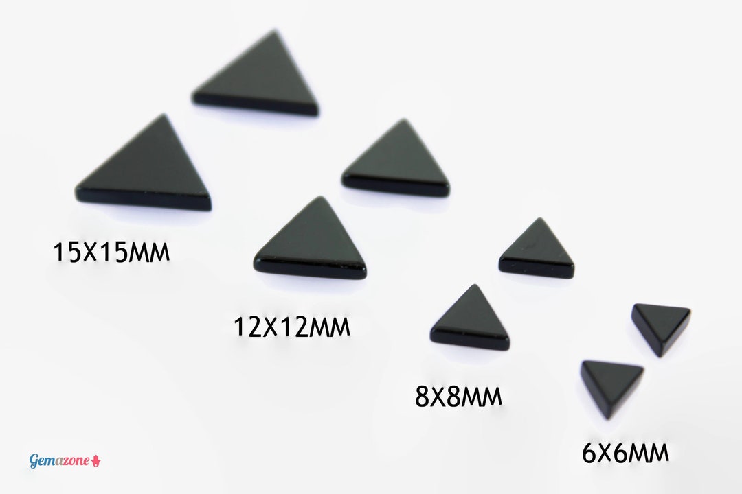 15X15MM Large Triangle Flat Black Onyx Discs / Loose Natural Onyx Stone ...