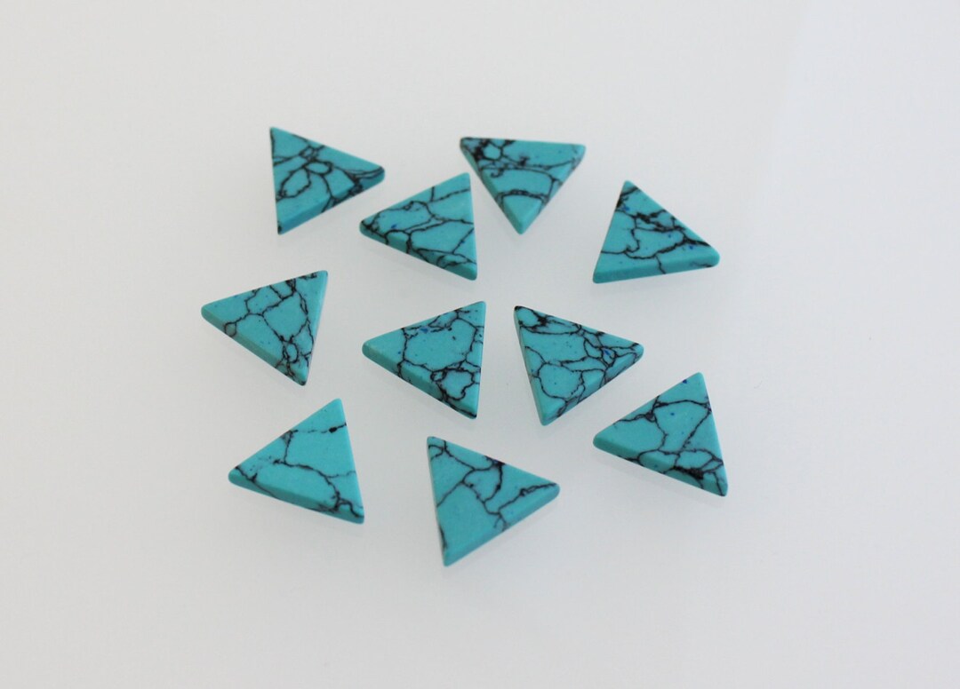 12X12MM Triangle Flat Turquoise With Black Lines, Flat Undrilled Blue ...