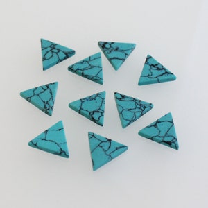12X12MM Triangle Flat Turquoise With Black Lines, Flat Undrilled Blue ...