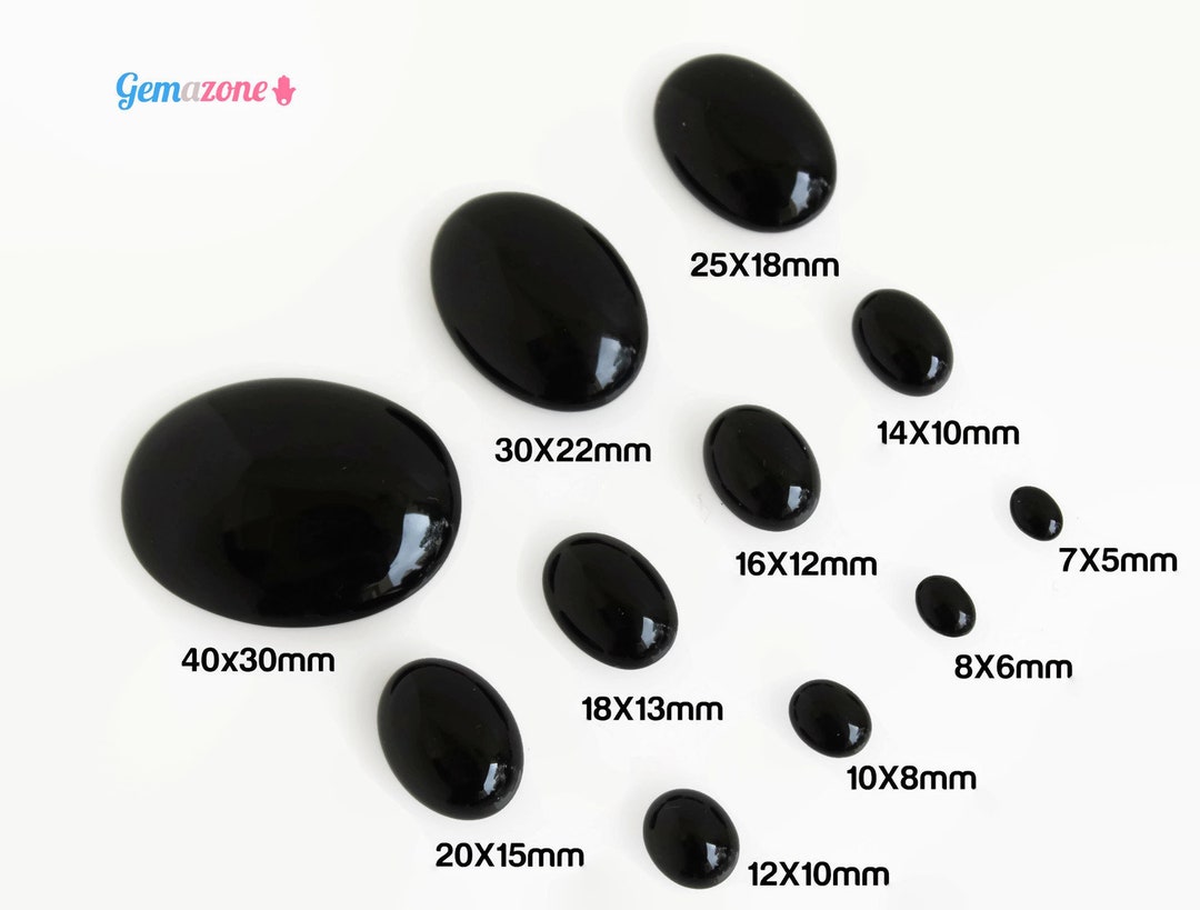 40x30mm Black Onyx Oval Flat Back Cabochon / Loose Natural Gemstone ...