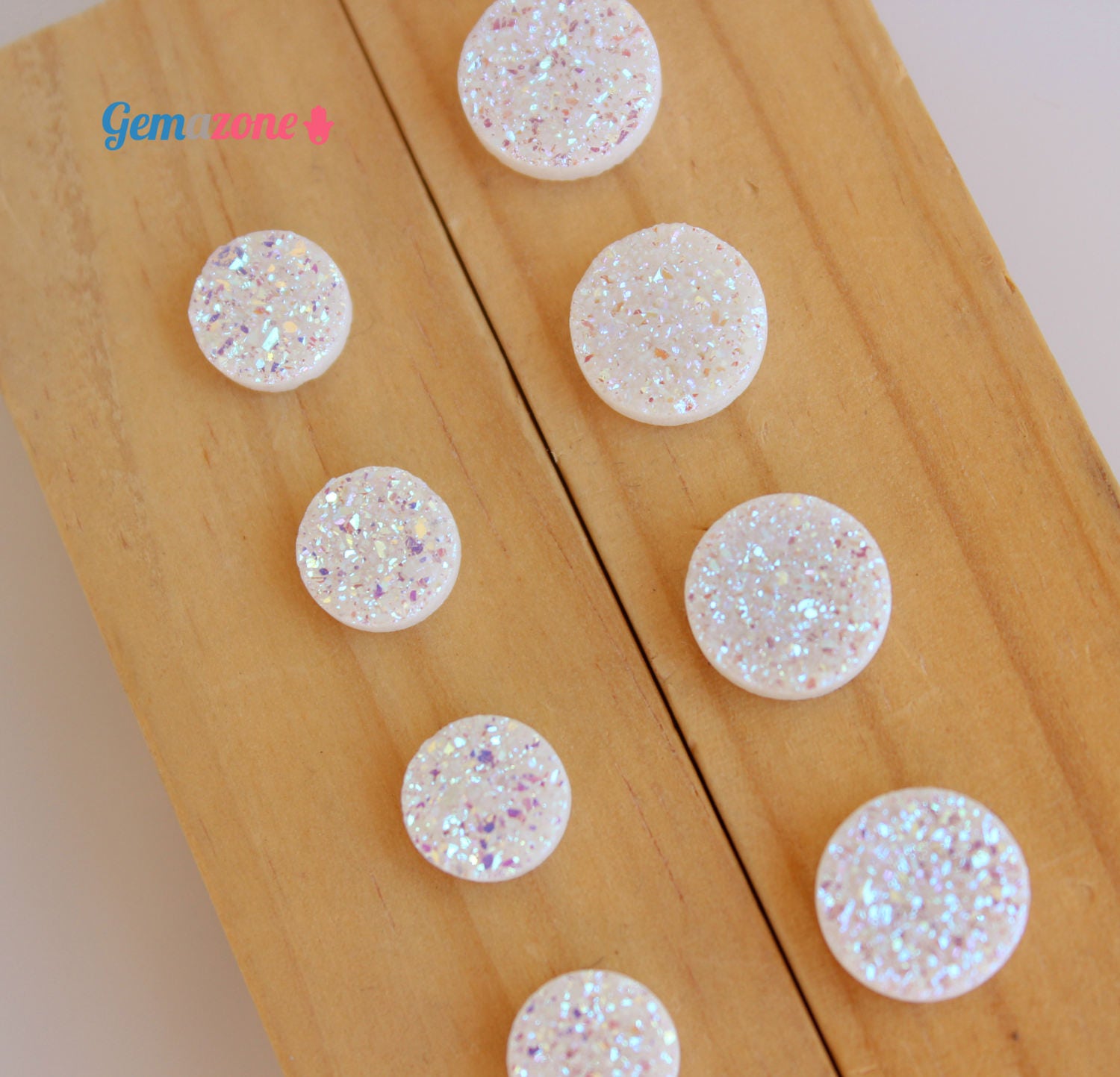 8MM or 10MM White Druzy Cabochons / Drusy / Natural Druzy Quartz ...