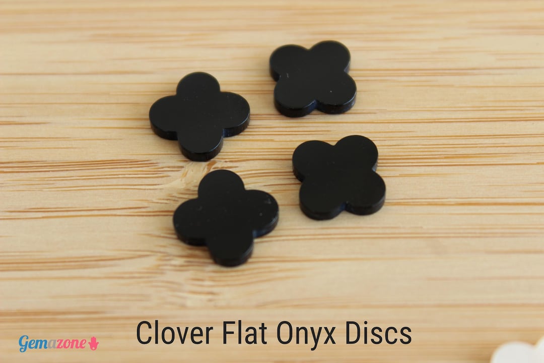 13MM Clover Flat Onyx Discs / Lucky Four Leaf Clover Onyx Slices ...