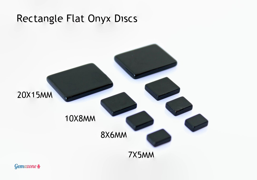 20X15MM Large Flat Black Onyx Stone Discs / Rectangle Loose Natural ...