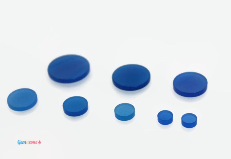 12MM Flat Natural Blue Agate Discs / Round Loose Agate Disc / Flat Blue ...
