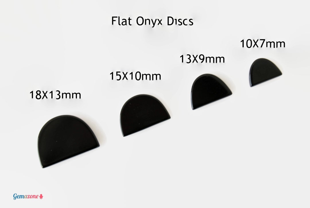 18X13MM Flat Natural Onyx Discs / Loose Half an Oval Black Onyx ...