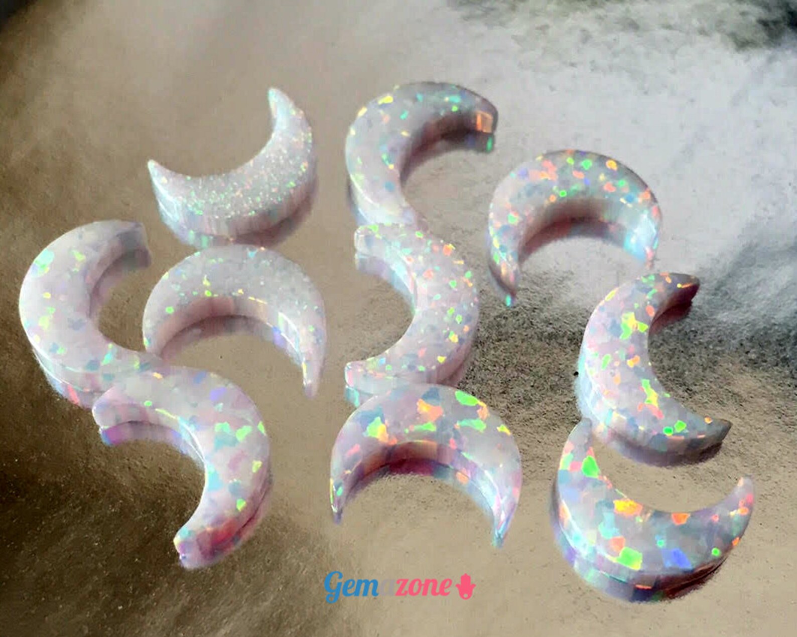 White Opal Moon Beads / La Luna Charm / Loose Crescent Moon - Etsy