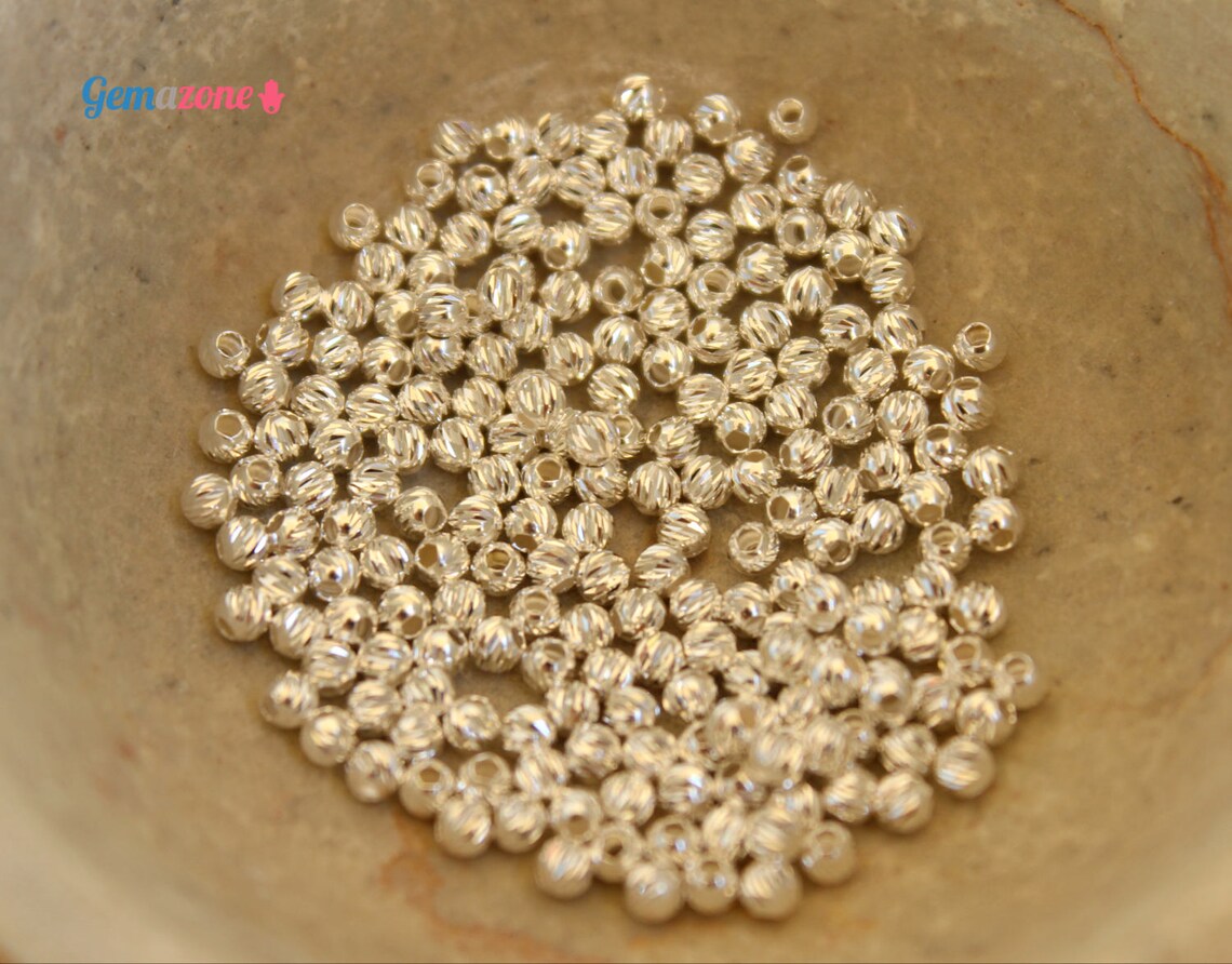3mm Sterling Silver Bead / Diamond Cut Beads / Spacer Beads / Silver ...