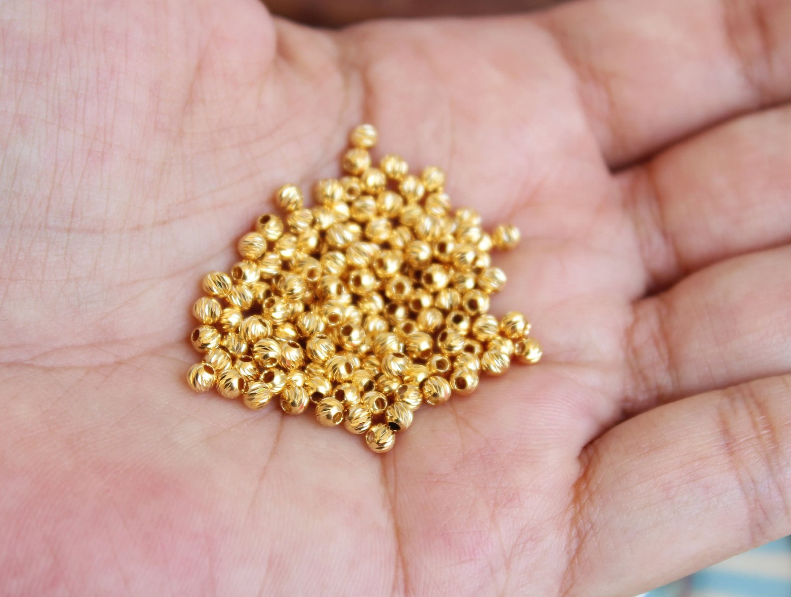 2.50mm Gold Diamond Cut Beads / Tiny Gold Beads / Spacer Beads ...