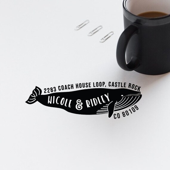 Address Stamp Self Inking Fish Stamp Whale Stamp Return - Etsy