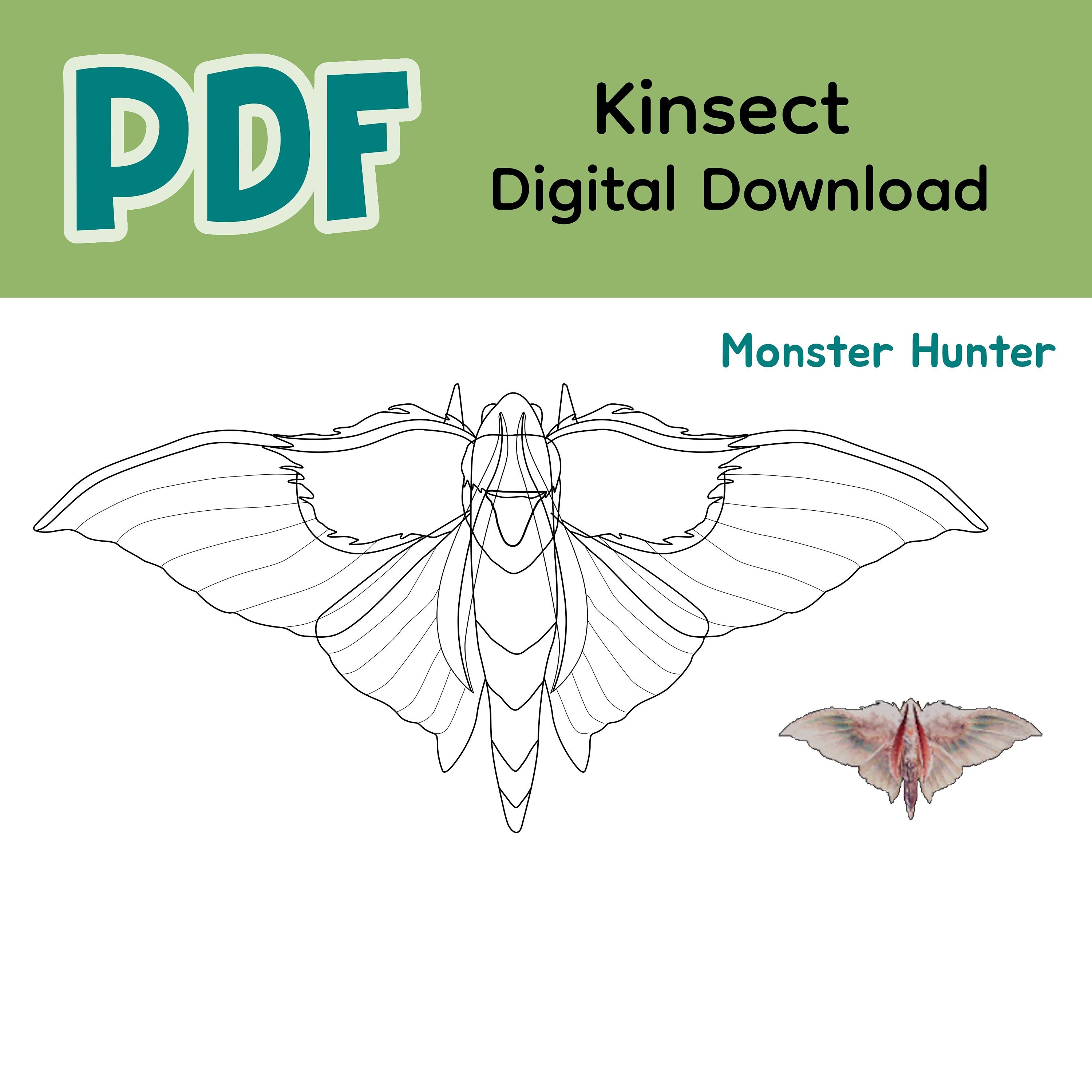 PDF Cosplay Template - Kinsect Psuedocath Moth - Monster Hunter ...