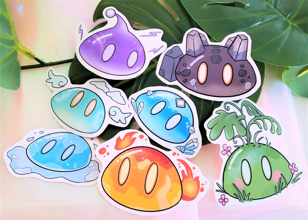 Slime Genshin Impact Cute Stickers 7 Elements Cryo, Hyro, Dendro ...