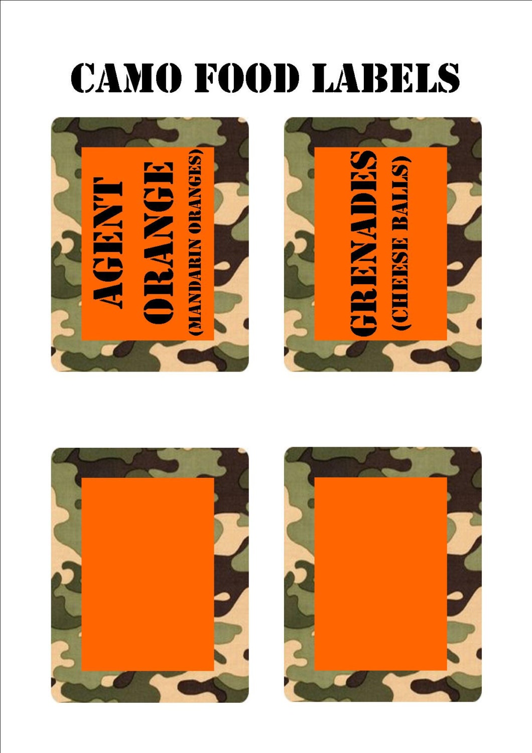 Instant Download Camo Food Labels Printable - Etsy