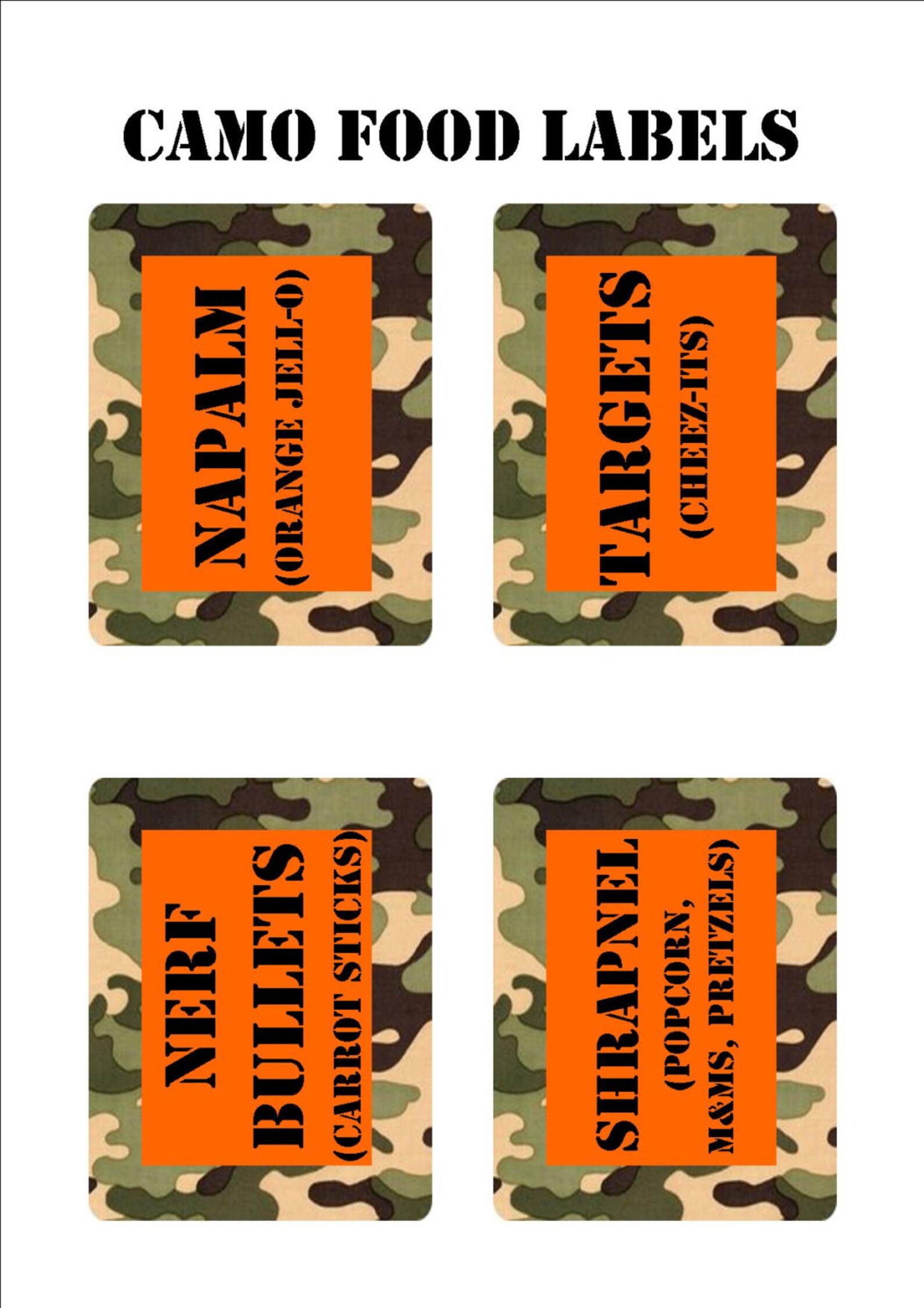 Instant Download Camo Food Labels Printable - Etsy