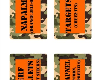 Army Food Labels / Camo Place Cards / Camo Food Labels INSTANT DOWNLOAD ...