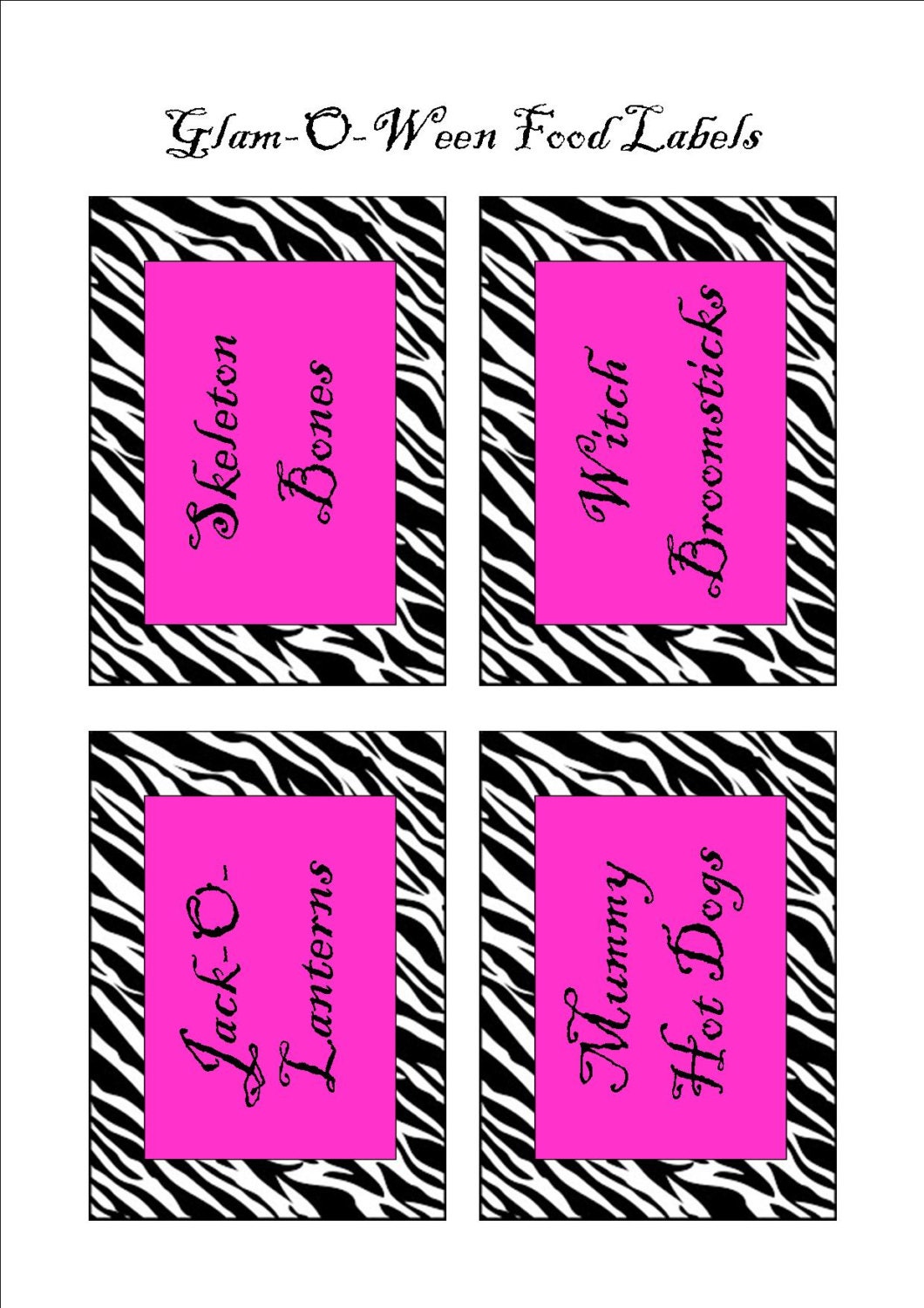 Glam-o-ween Food Labels- Printable Instant Digital File - Etsy