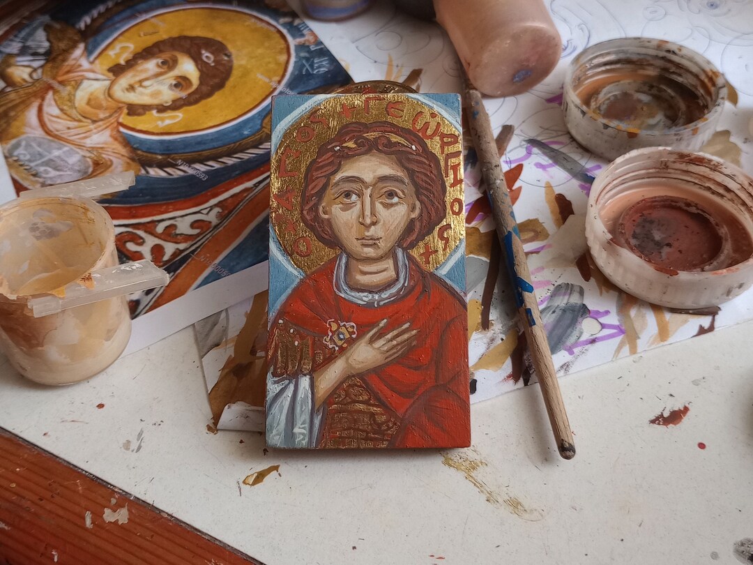 St George Mini Contemporary Byzantine Art Orthodox Iconography ...
