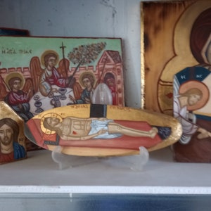 Hand Painted Lamentation of Christ Byzantine Icon Passion of Jesus ...