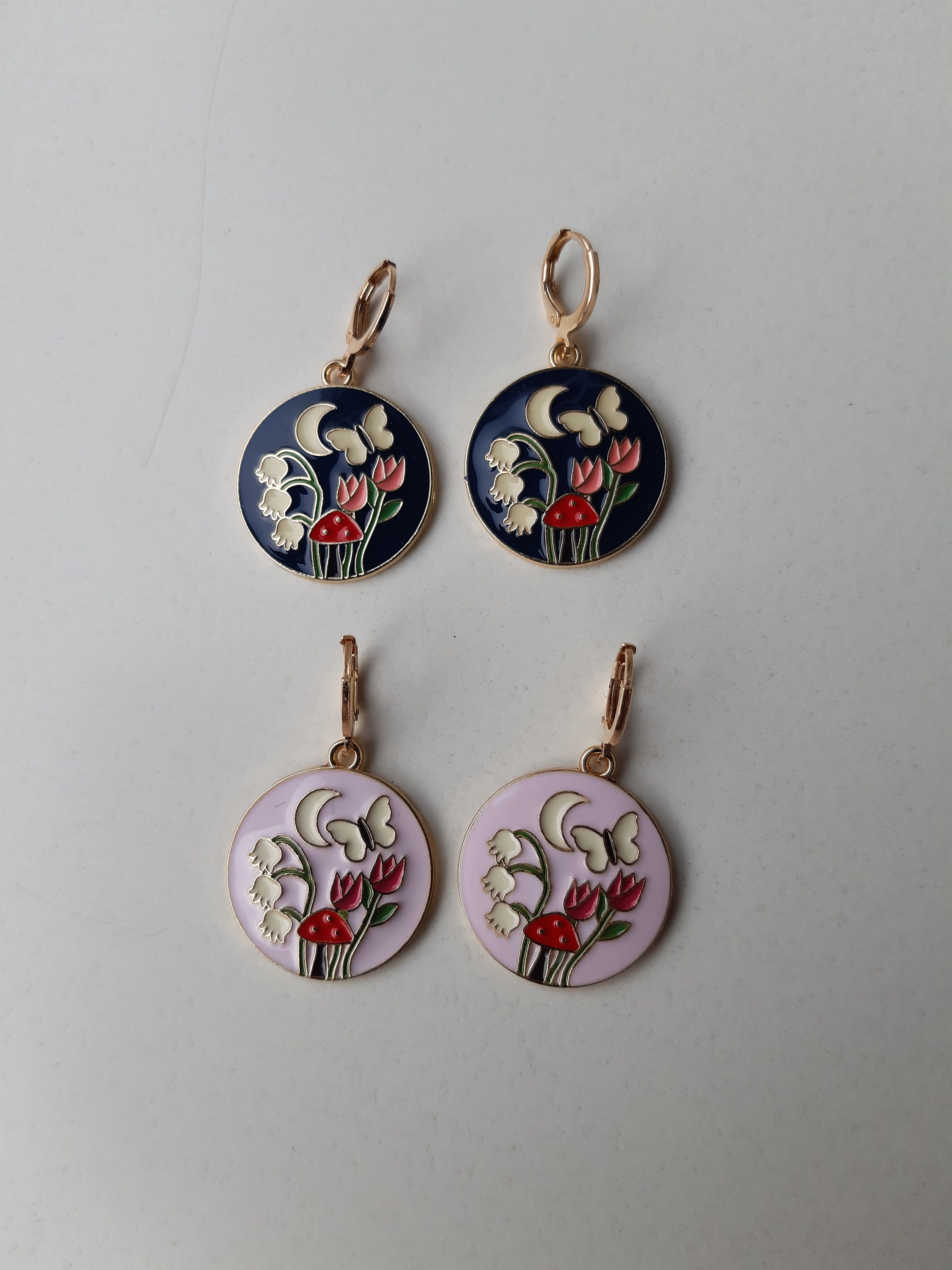 Nave Blue or Pink Tulips and Butterfly Made on Hope Earrings, Girls ...