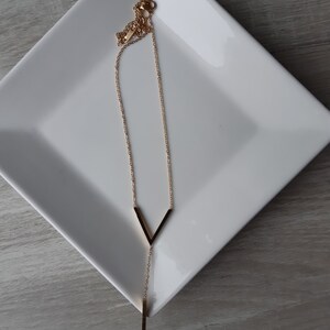 Gold Chain With Pendant V Shape and Stick, Stainless Steel Chain, Link ...