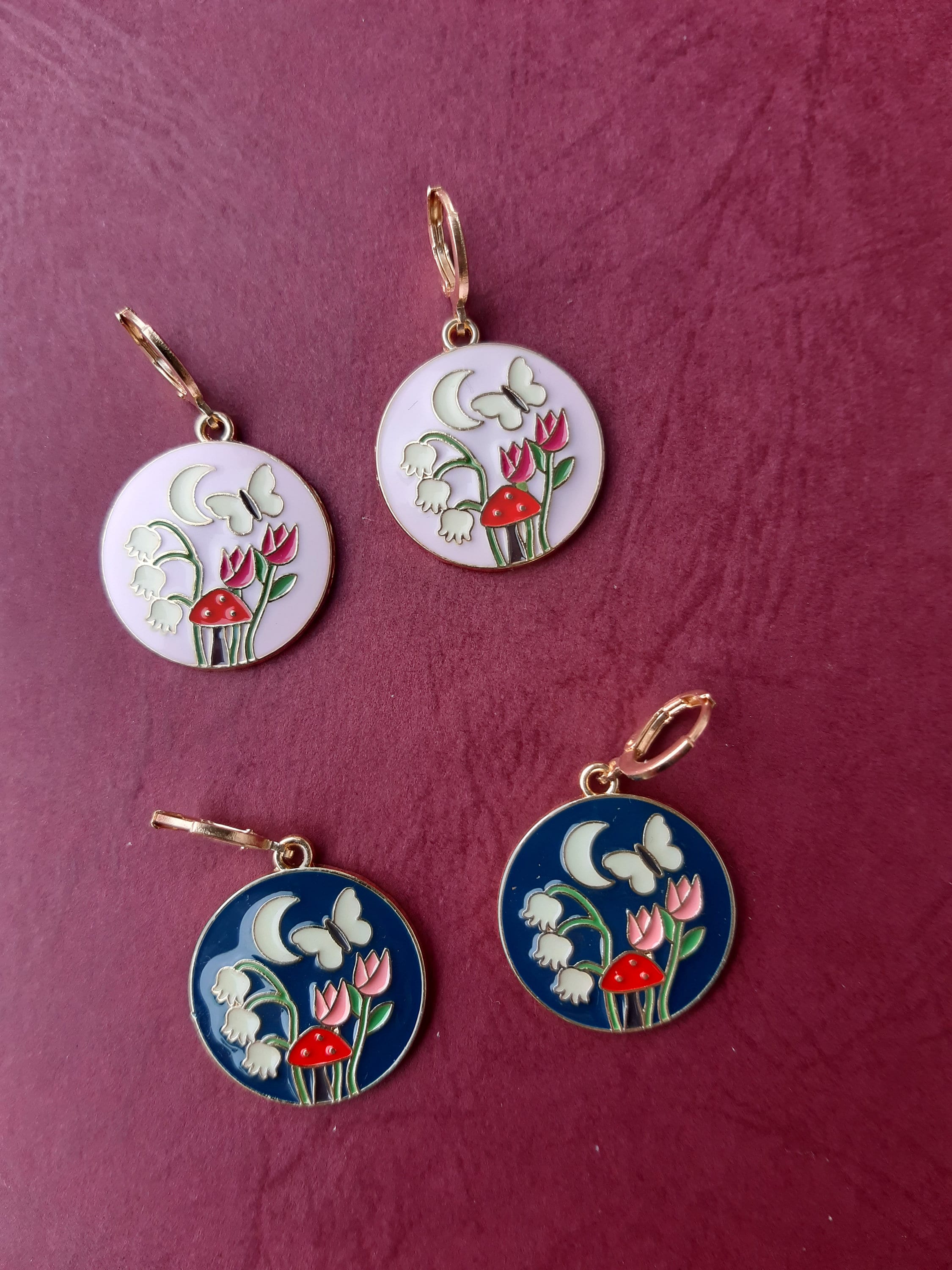 Nave Blue or Pink Tulips and Butterfly Made on Hope Earrings, Girls ...