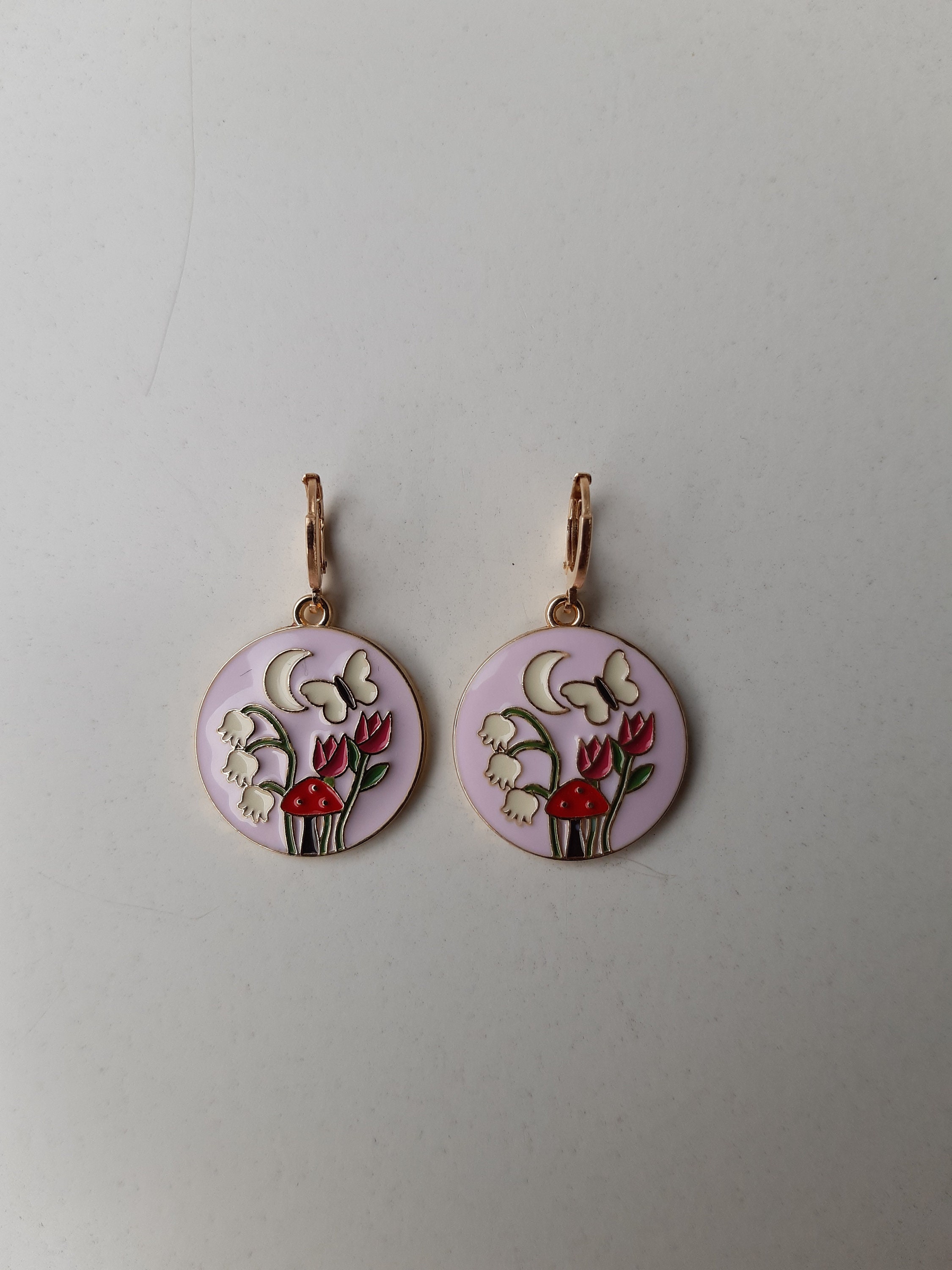Nave Blue or Pink Tulips and Butterfly Made on Hope Earrings, Girls ...