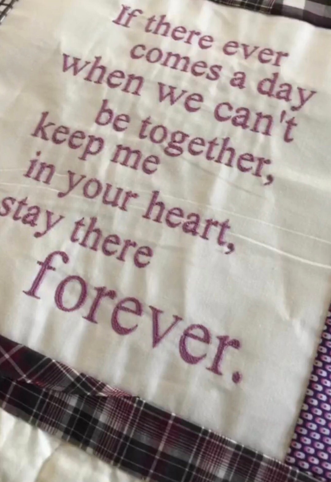 Embroidered Quilt Block Featuring a Poem or Verses From a Song. - Etsy