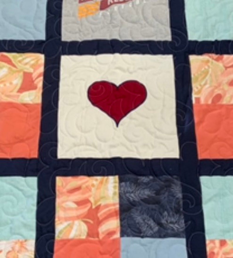 Memorial Patchwork Quilt With Heart Applique - Etsy