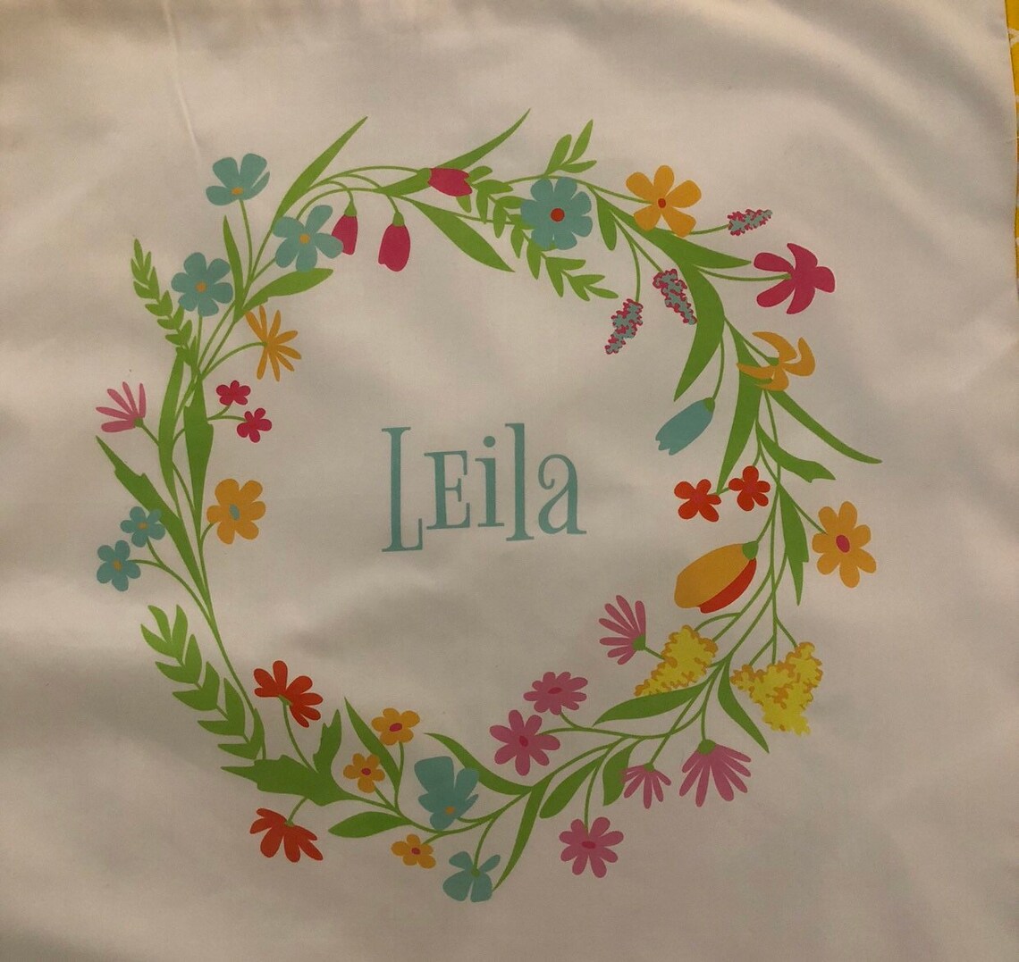 Baby Quilt with Personalized Name Whimsy Garden Wreath | Etsy