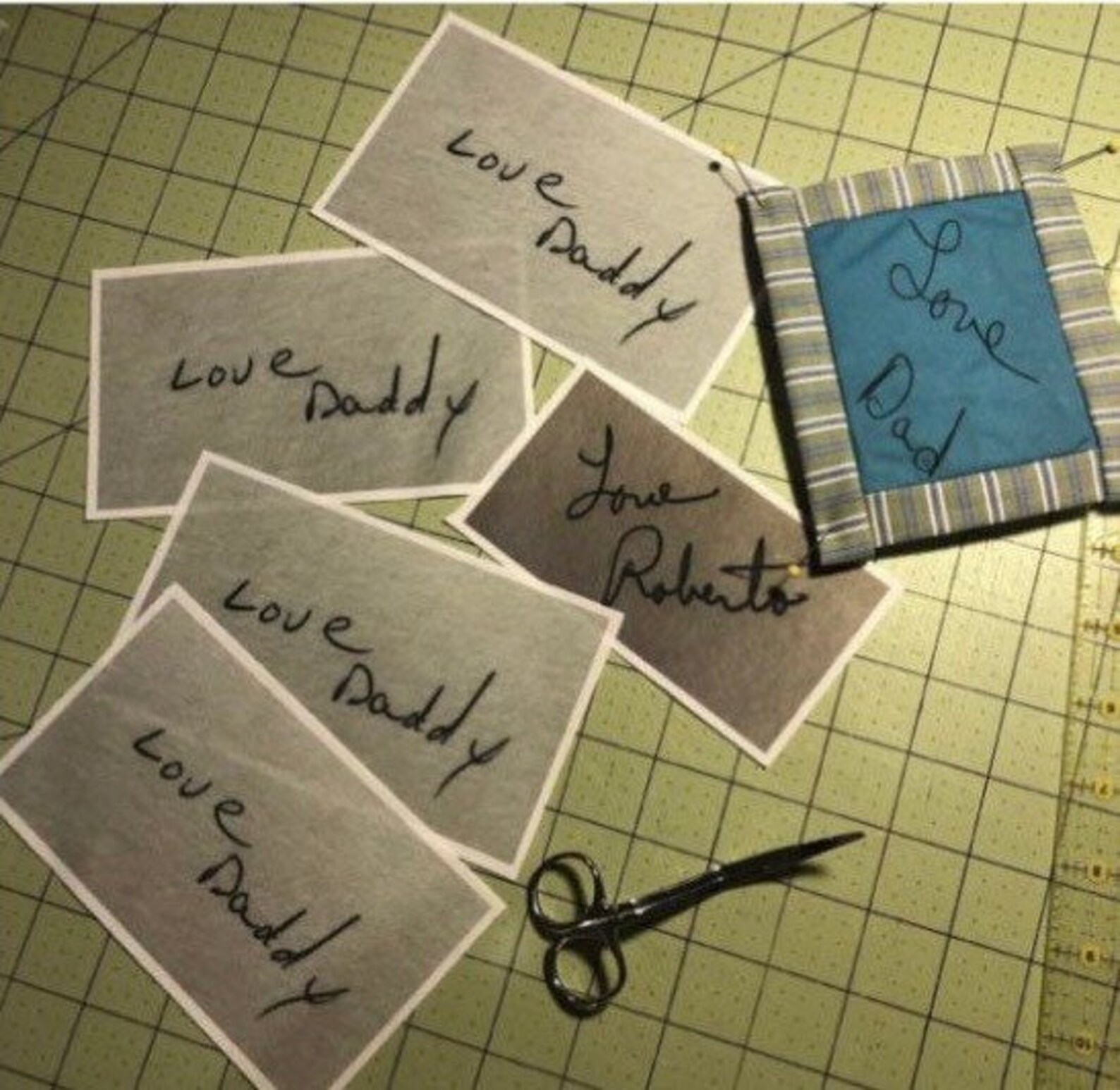 Personal Handwritten Note /signature Printed on Fabric for Quilters and ...