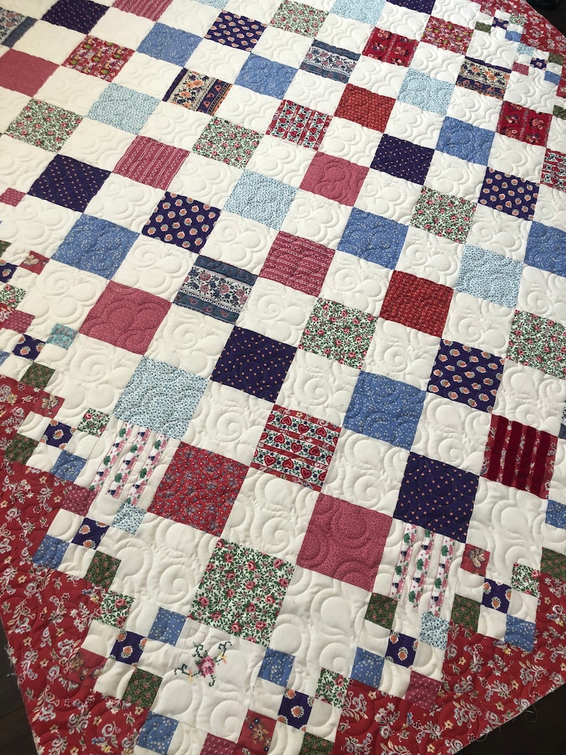 Memory Quilt With Custom Patchwork On-point Blocks - Etsy