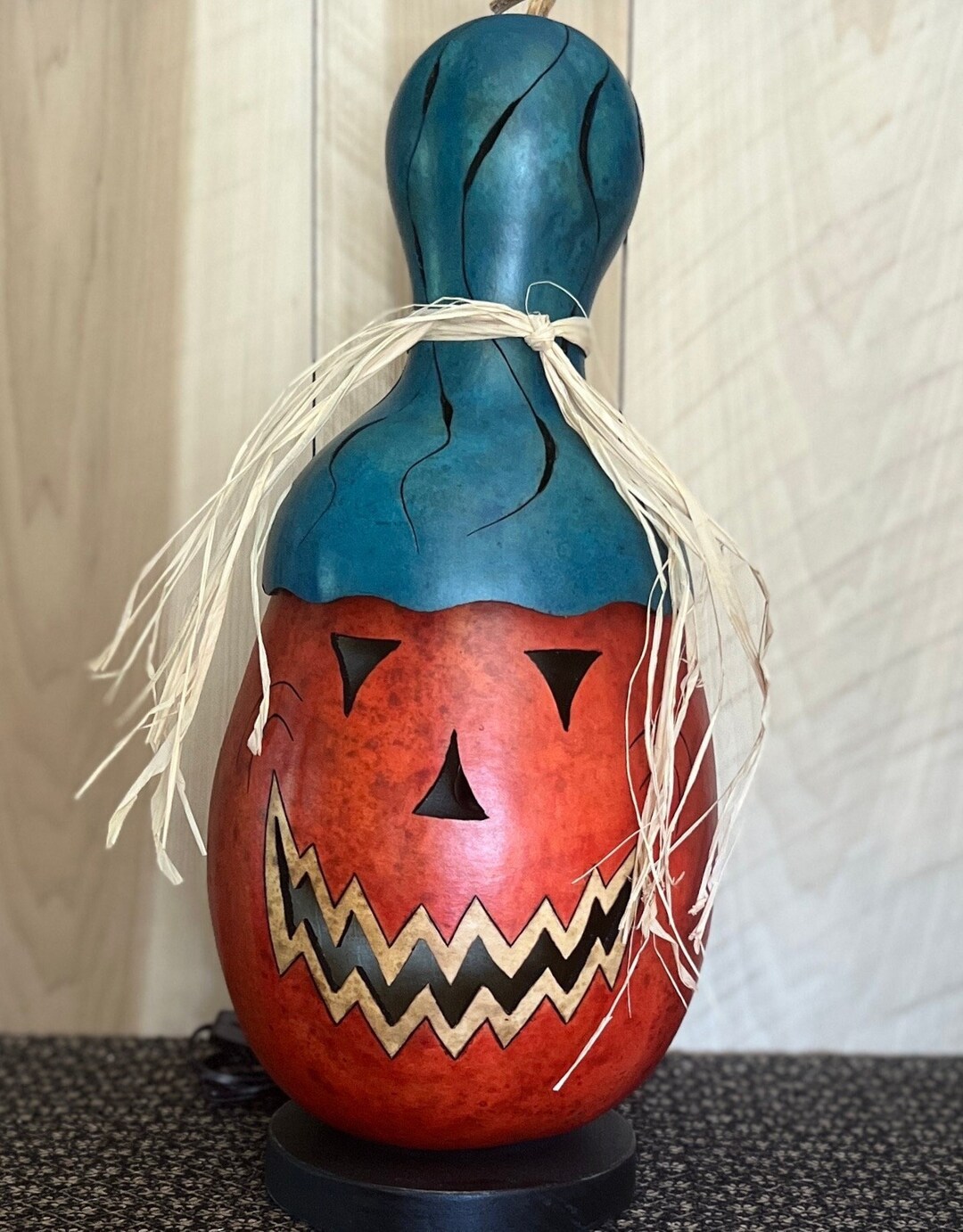 Scary Jacko Gourd Pyroengraved Electric Luminary - Etsy