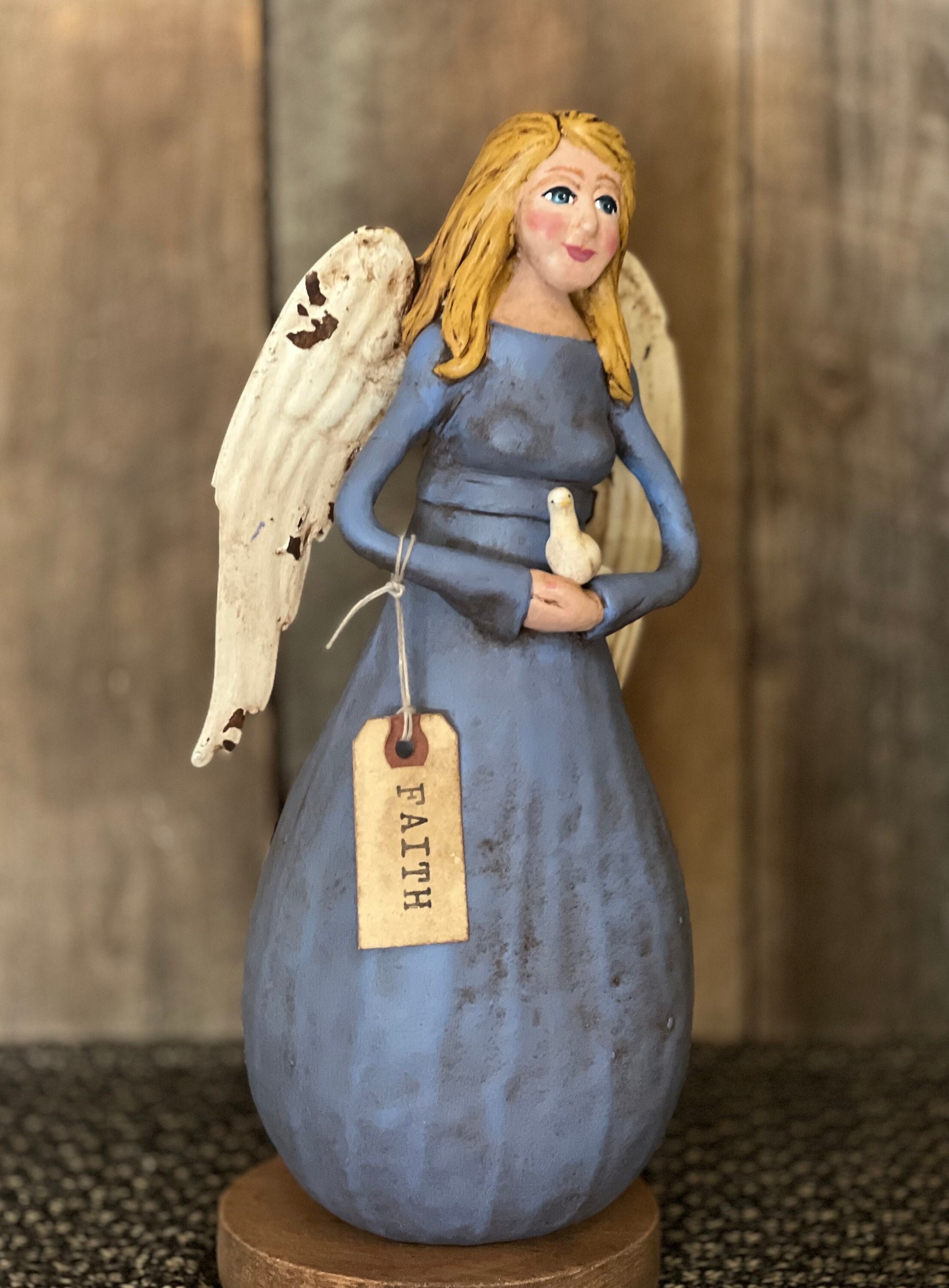 Angel Gourd Sculpture Faith With Dove Etsy